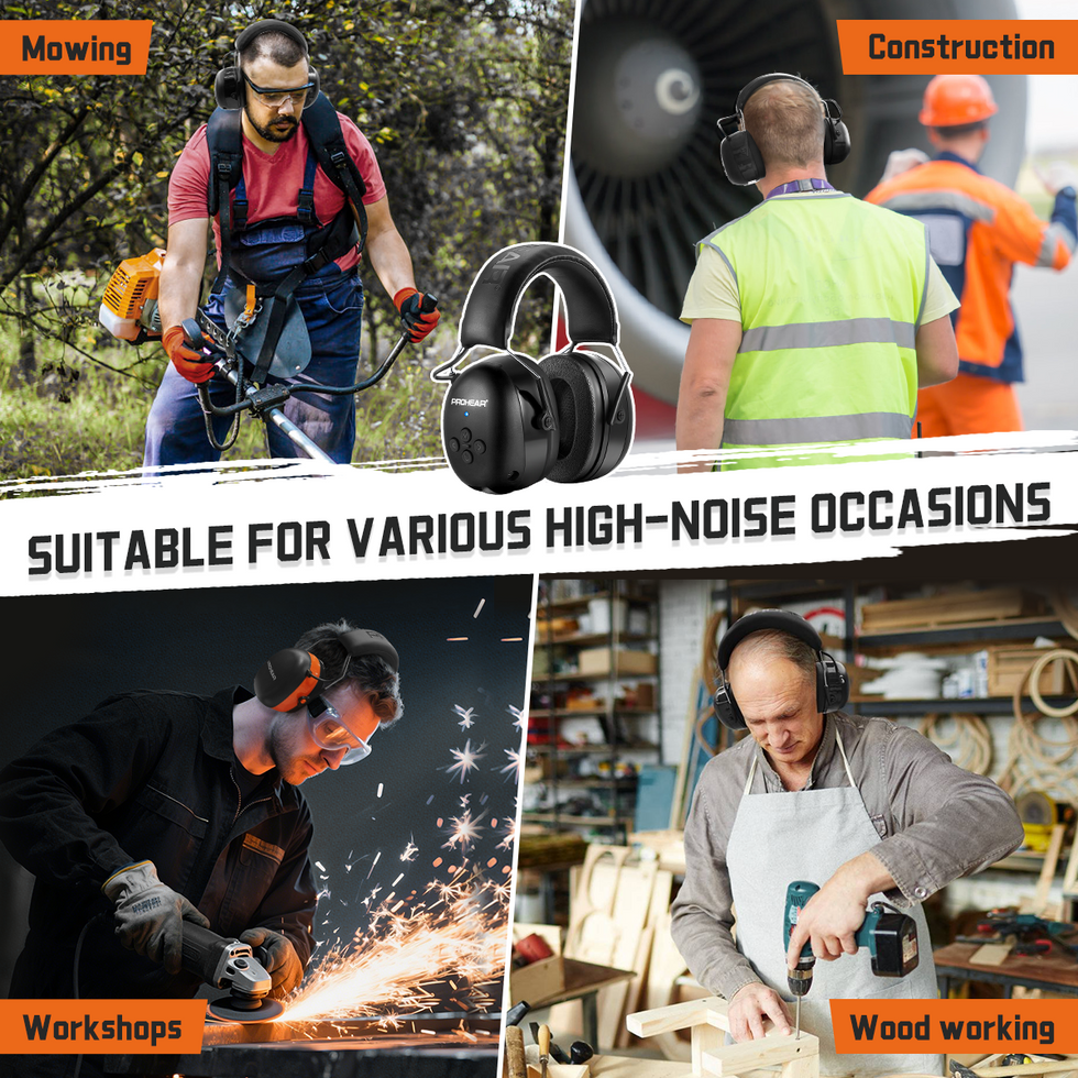 PROHEAR Bluetooth Hearing Protection for Mowing, Construction, Noisy ...